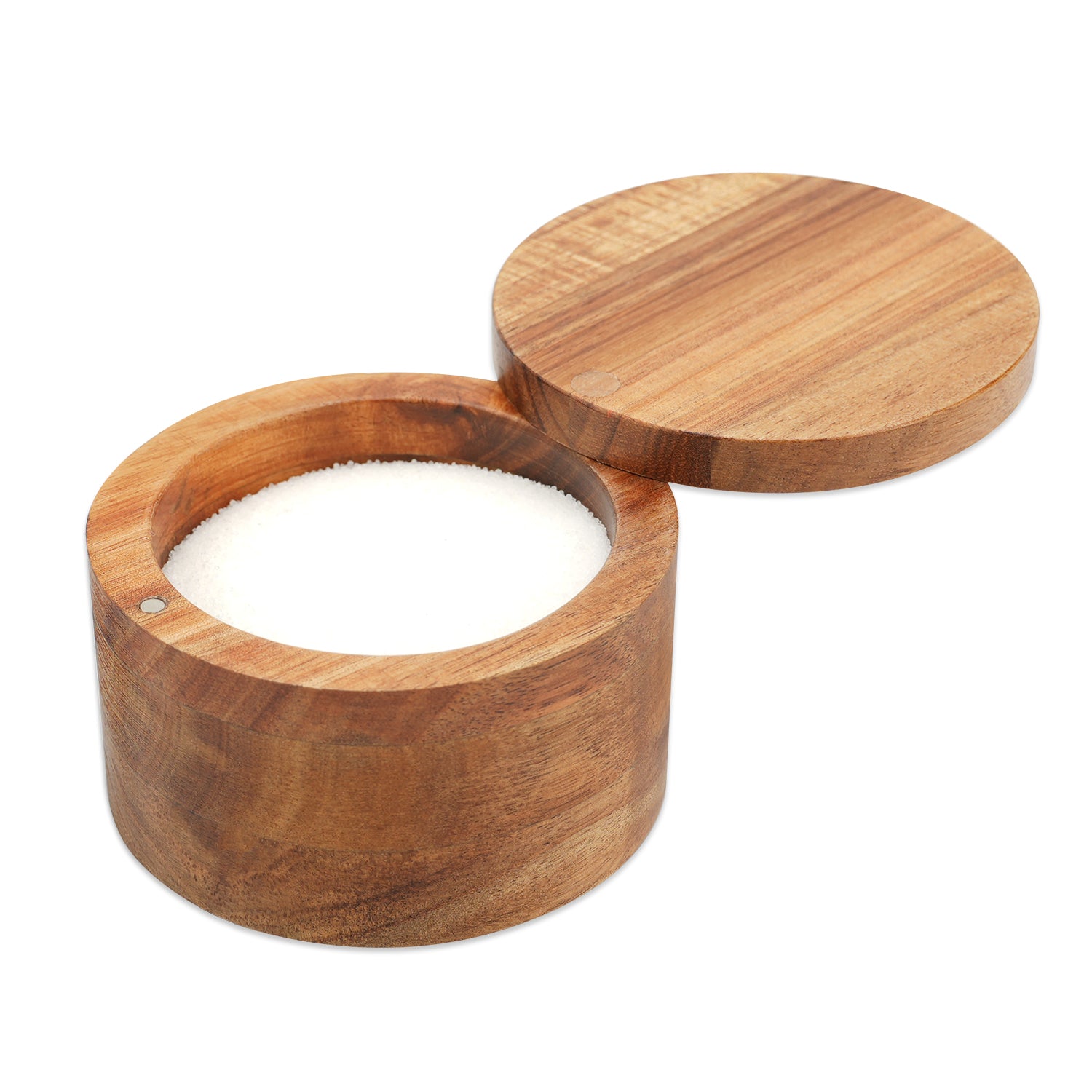 KITCHENDAO Acacia Wood Salt Cellar Bowl Box, Elegant Kitchen Salt Cont ...
